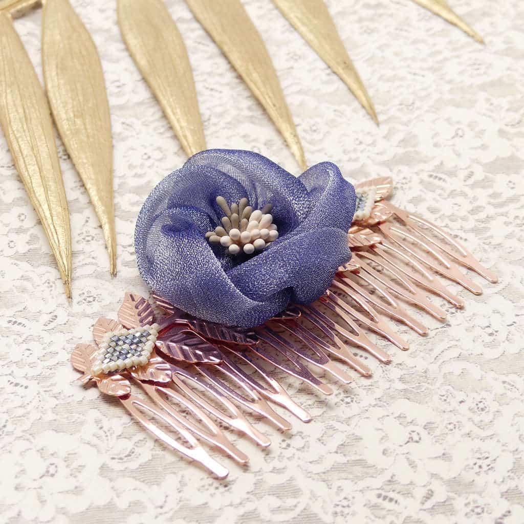 Peigne fleur perles | Lydée Déco